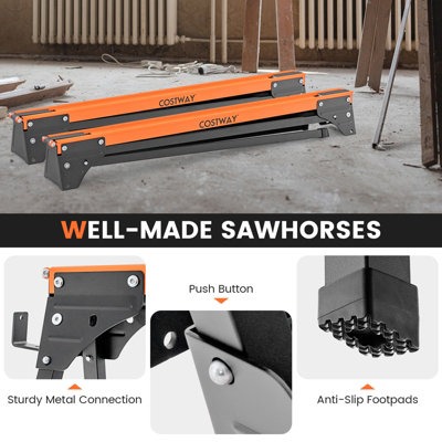 Costway 2 Pack Folding Saw Horses Compact Tools Heavy-duty Work Table w ...