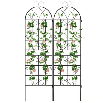 Costway 2 Pack Metal Garden Fence Trellis 180 x 50 cm Wire Lattice Grid ...