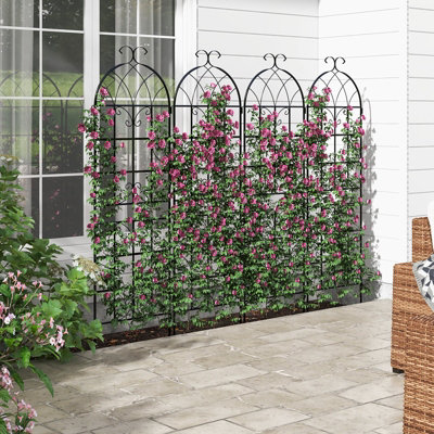 Costway 2 Pack Metal Garden Fence Trellis 180 x 50 cm Wire Lattice Grid ...