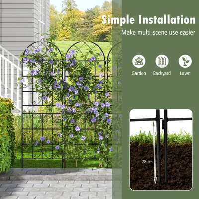 Costway 2 Pack Metal Garden Fence Trellis 180 x 50 cm Wire Lattice Grid ...