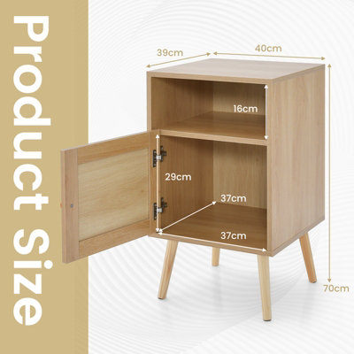 COSTWAY 2 PACK RATTAN NIGHTSTAND BEDSIDE TABLE WOODEN END TABLE W ...