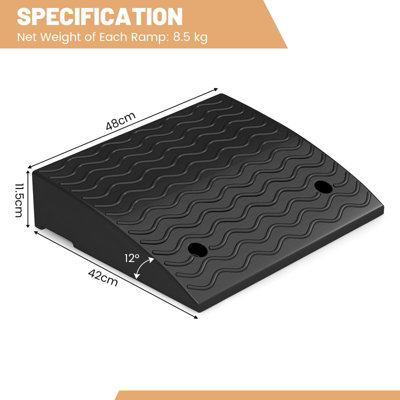 Costway 2 Pack Rubber Curb Ramp 11.5 cm Raised Height Curb Ramp 3T Load ...
