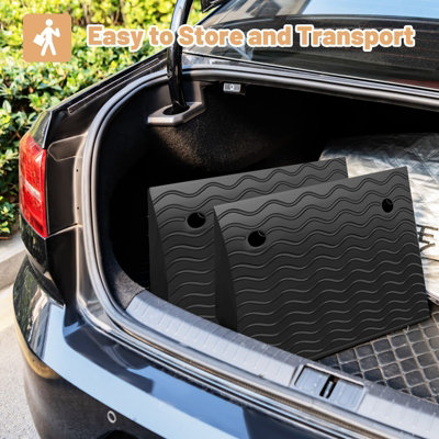 Costway 2 Pack Rubber Curb Ramp 11.5 cm Raised Height Curb Ramp 3T Load ...