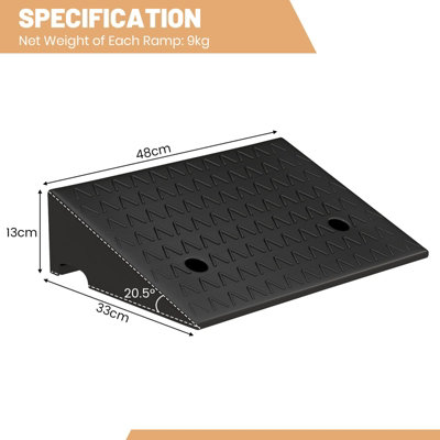 Costway 2 Pack Rubber Curb Ramp 13 cm Raised Height Curb Ramp 3T Load ...