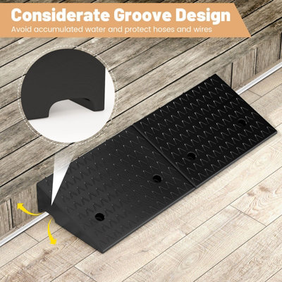 Costway 2 Pack Rubber Curb Ramp 13 cm Raised Height Curb Ramp 3T Load ...