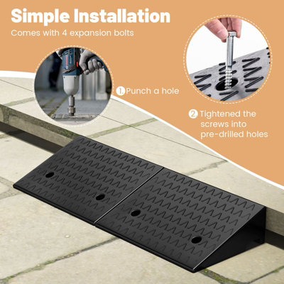 Costway 2 Pack Rubber Curb Ramp 13 cm Raised Height Curb Ramp 3T Load ...