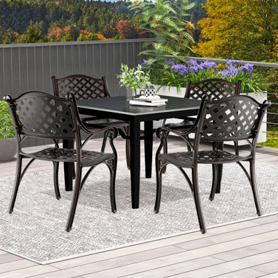 Costway 2 Pcs Cast Aluminum Patio Dining Chairs Heavy Duty Metal Bistro Chairs