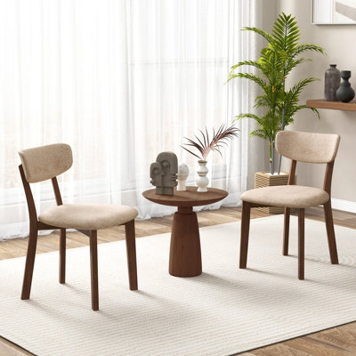 Costway 2 Pcs Dining Chairs Set Upholstered Mid Back Chairs Armless Side Chairs