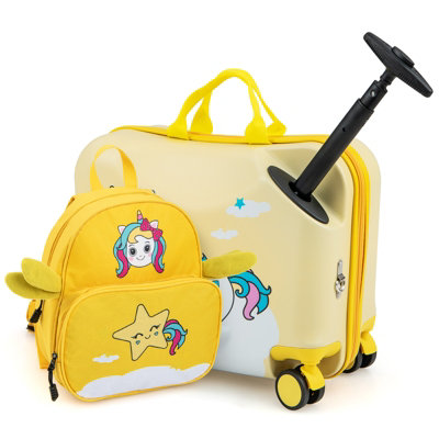 Costway 2 PCS Kids Luggage Set 4L Backpack + 17L Ride-on & Carry-on ...
