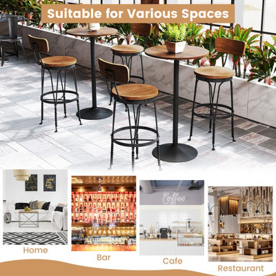 COSTWAY 2 PCS Round Top Pub and Bar Table Standing Bistro Table w/ MDF ...