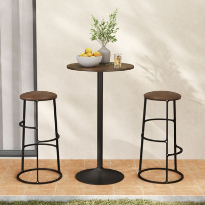 COSTWAY 2 PCS Round Top Pub and Bar Table Standing Bistro Table w/ MDF ...