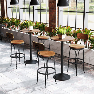 COSTWAY 2 PCS Round Top Pub and Bar Table Standing Bistro Table w/ MDF ...