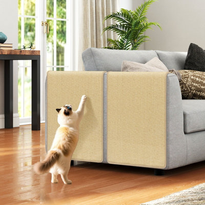 COSTWAY 2-Piece Cat Scratcher Mat Set 80 x 50 cm (L x W) Natural Sisal Pads
