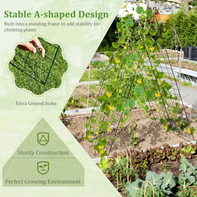 Costway 2-Piece Green Cucumber Garden Trellis A-Frame Grow Support for ...