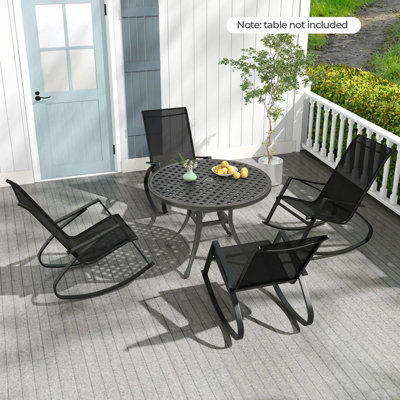 Costway 2 Pieces Patio Rocking Chairs Outdoor Sling Fabric Rockers w ...