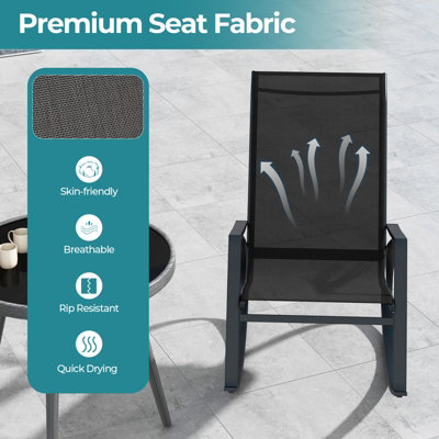 Costway 2 Pieces Patio Rocking Chairs Outdoor Sling Fabric Rockers w ...