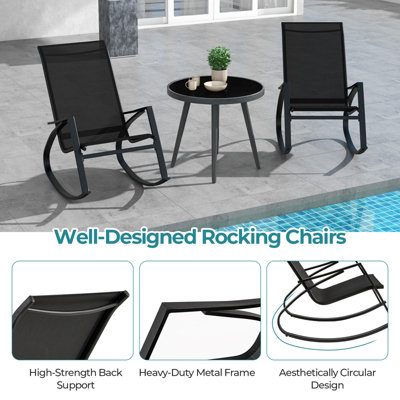 Costway 2 Pieces Patio Rocking Chairs Outdoor Sling Fabric Rockers w ...