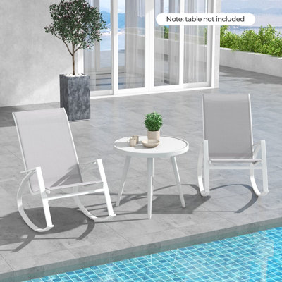 Costway 2 Pieces Patio Rocking Chairs Outdoor Sling Fabric Rockers w ...