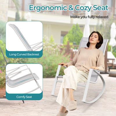 Costway 2 Pieces Patio Rocking Chairs Outdoor Sling Fabric Rockers w ...