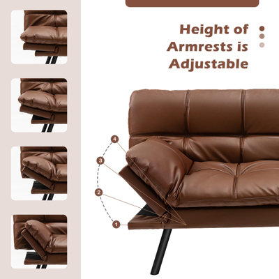Costway 2 Seat Convertible Loveseat Sofa Bed Memory Foam Sleeper Couch 3 level Adjust