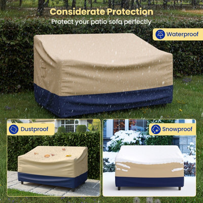 Costway 2-Seater Outdoor Sofa Cover Heavy Duty Polyester Patio Sofa ...