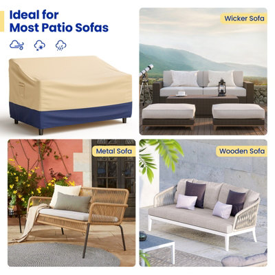 Costway 2-Seater Outdoor Sofa Cover Heavy Duty Polyester Patio Sofa ...