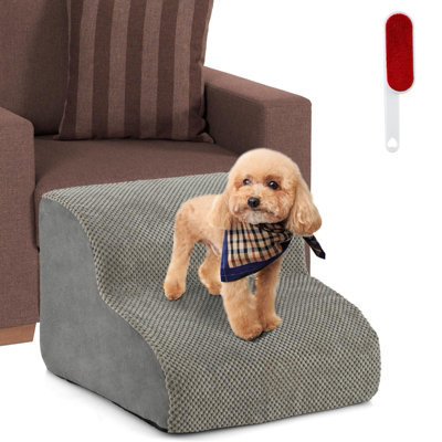 COSTWAY 2-Step Pet Stairs Foam Dog Ramp Ladder Slope Dog Steps w ...