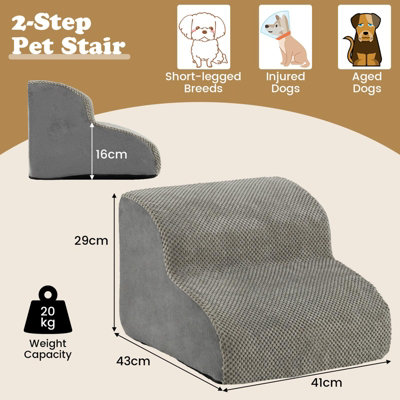 COSTWAY 2-Step Pet Stairs Foam Dog Ramp Ladder Slope Dog Steps w ...