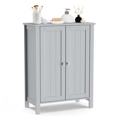 Costway 2-Tier Bathroom Free Standing Storage Cabinet Floor Cabinet W ...