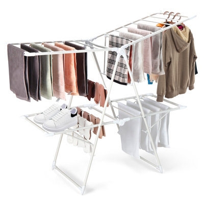 Costway 2-Tier Clothes Drying Rack Folding Dryer Stand w/ Height ...