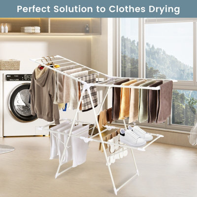 Costway 2-Tier Clothes Drying Rack Folding Dryer Stand w/ Height ...