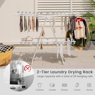 Costway 2-Tier Clothes Drying Rack Folding Dryer Stand w/ Height ...