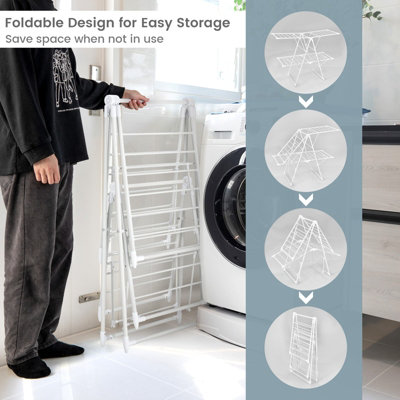Costway 2-Tier Clothes Drying Rack Folding Dryer Stand w/ Height ...