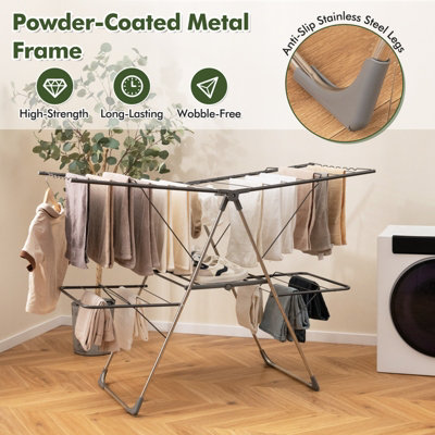 Costway 2-Tier Freestanding Clothes Drying Rack Foldable Clothing ...