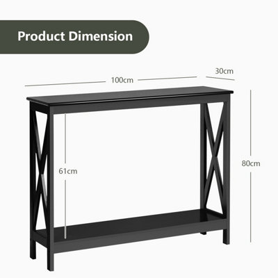 Costway 2-Tier Industrial Console Table Sofa Side Table Narrow Accent ...