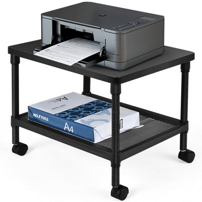 Costway 2 Tier Printer Stand Mobile Rolling Under Desk Printer Cart Home Office Storage