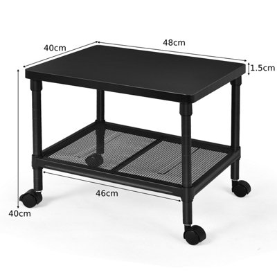 Costway 2-Tier Printer Stand Mobile Rolling Under-Desk Printer Cart ...