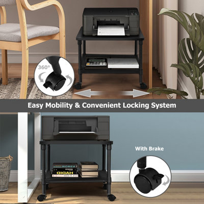 Costway 2-Tier Printer Stand Mobile Rolling Under-Desk Printer Cart ...