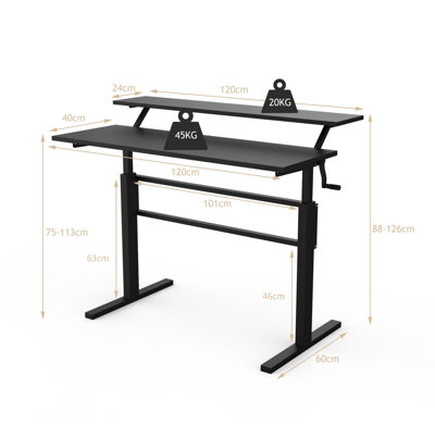 COSTWAY 2-TIER STANDING COMPUTER DESK SIT TO STAND WORKSTATION ...