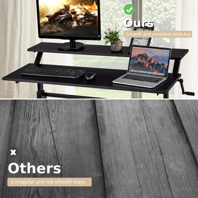Costway 2-Tier Standing Computer Desk Sit to Stand Workstation ...