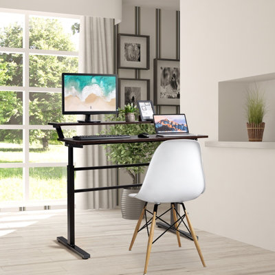 Costway 2-Tier Standing Computer Desk Sit to Stand Workstation ...