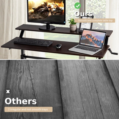 Costway 2-Tier Standing Computer Desk Sit to Stand Workstation ...