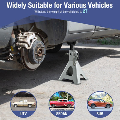 COSTWAY 2 Tons Jack Stands Vehicle Lifting Stand w/ Handle Lock ...