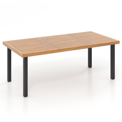 COSTWAY 2 x 1 M Rectangle Acacia Wood Table for 8 Patio Dining Table w ...
