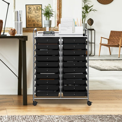 Costway 20 Drawers Storage Trolley Mobile Rolling Utility Cart Home ...