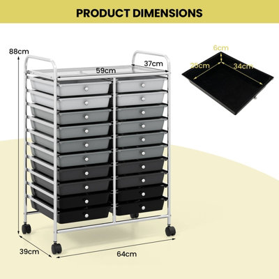 Costway 20 Drawers Storage Trolley Mobile Rolling Utility Cart Home ...