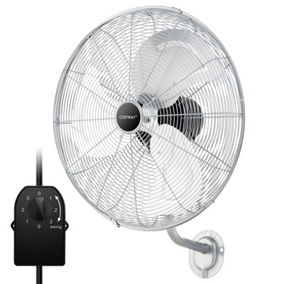 COSTWAY 20 Inch Wall Mount Fan Heavy Duty Metal Wall Fan w/3 Fan Speeds ...