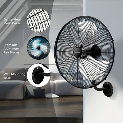 Costway 20 Inch Wall Mount Fan Heavy Duty Metal Wall Fan w/ 3 Fan Speeds