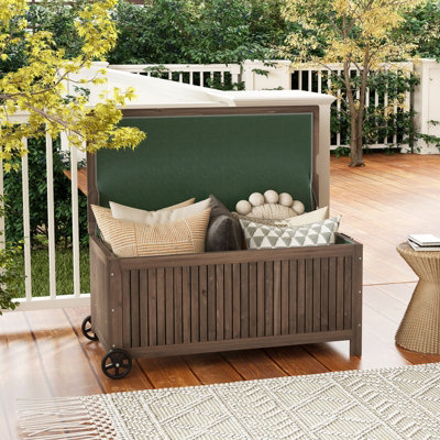 Outdoor pillow storage bench store