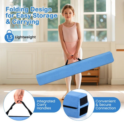 COSTWAY 210 CM Folding Balance Beam Foam Floor Gymnastic Beam-Blue
